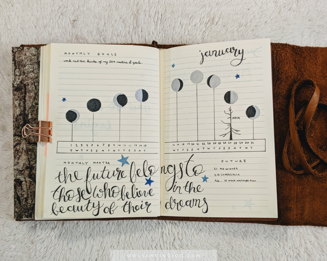 January Plan With Me Lunar Bullet Journal & Spiritual BUJO – Owls&Indigo