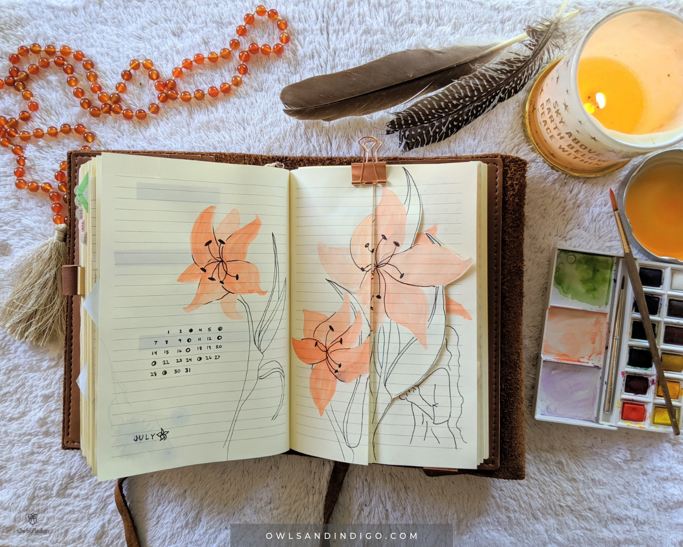 July Lunar Bullet Journal – Spiritual BUJO Plan With Me – Owls&Indigo