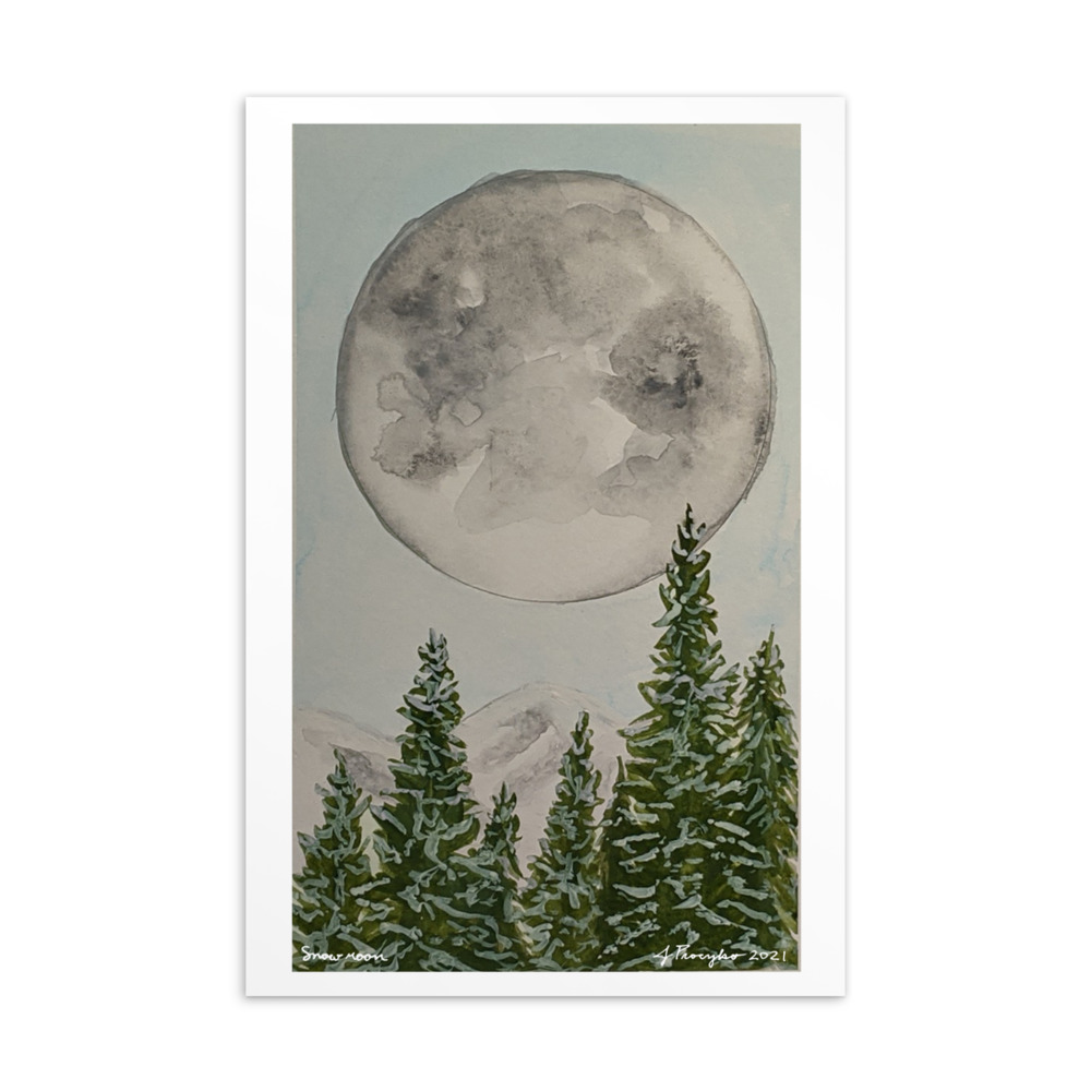 The Snow Moon Original Watercolor Print — for the February Full Moon ...
